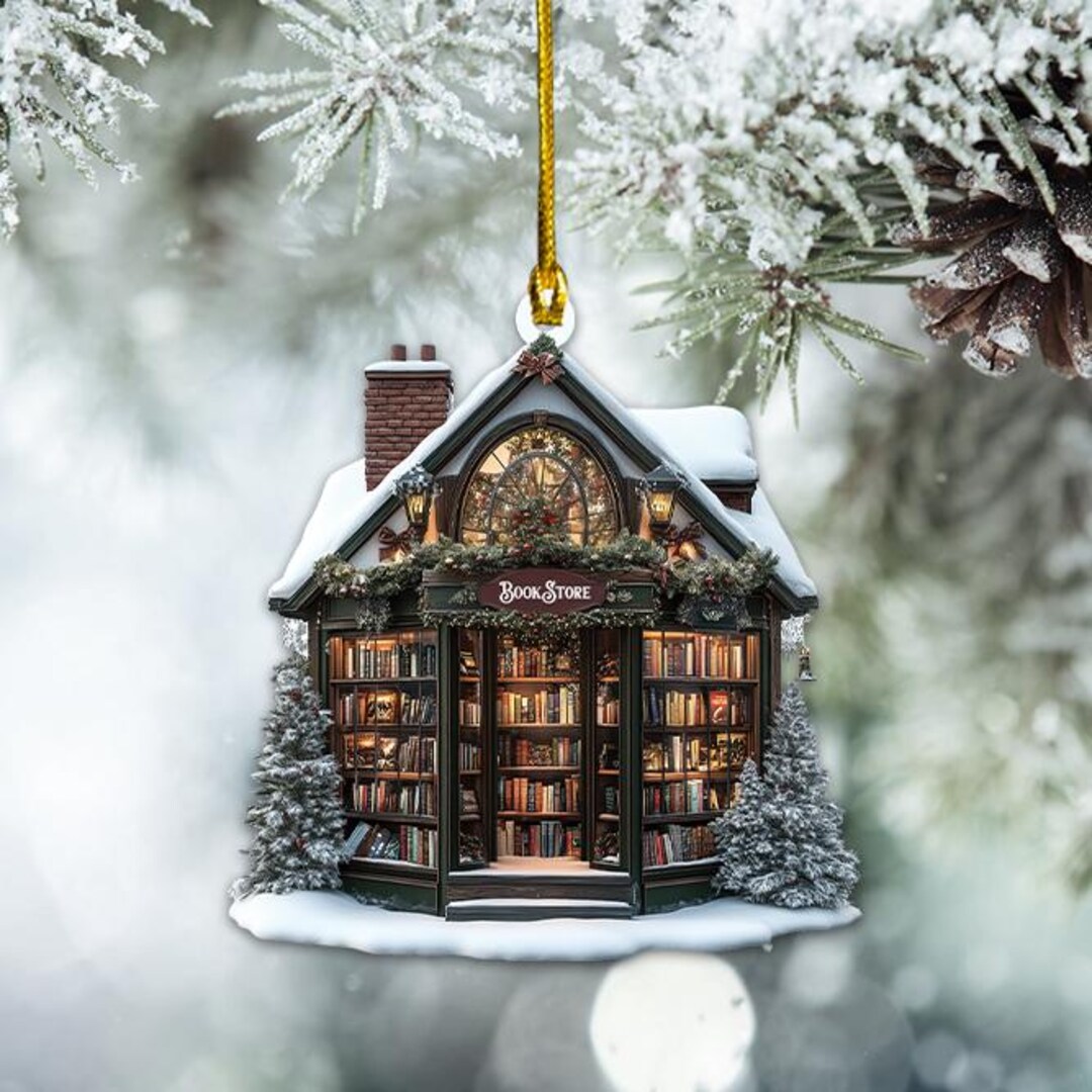 Personalized Bookstore Christmas Ornament, Reading Books Christmas ...