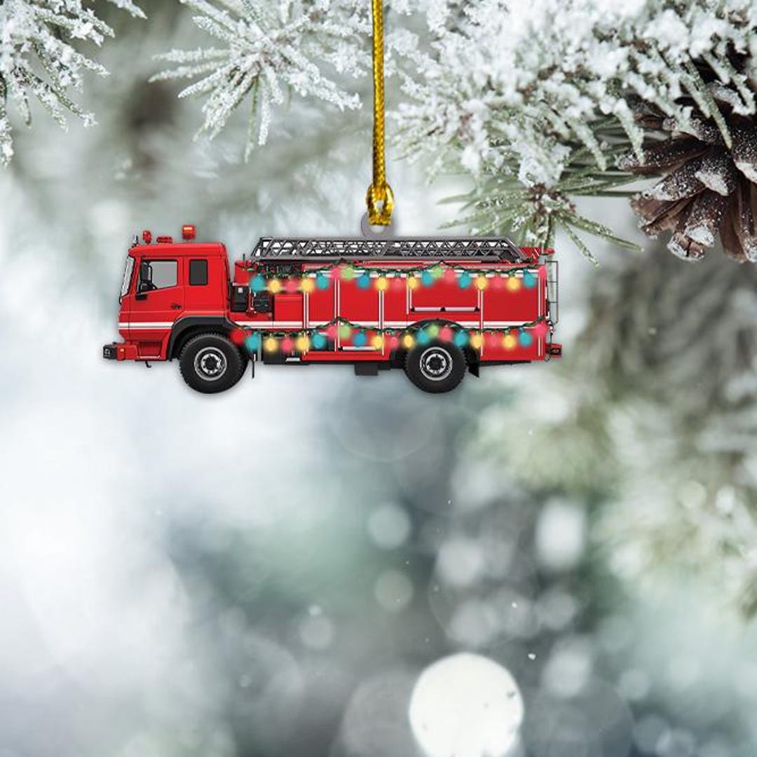 Personalized Fire Truck Ornament, Firefighter Christmas Ornament ...