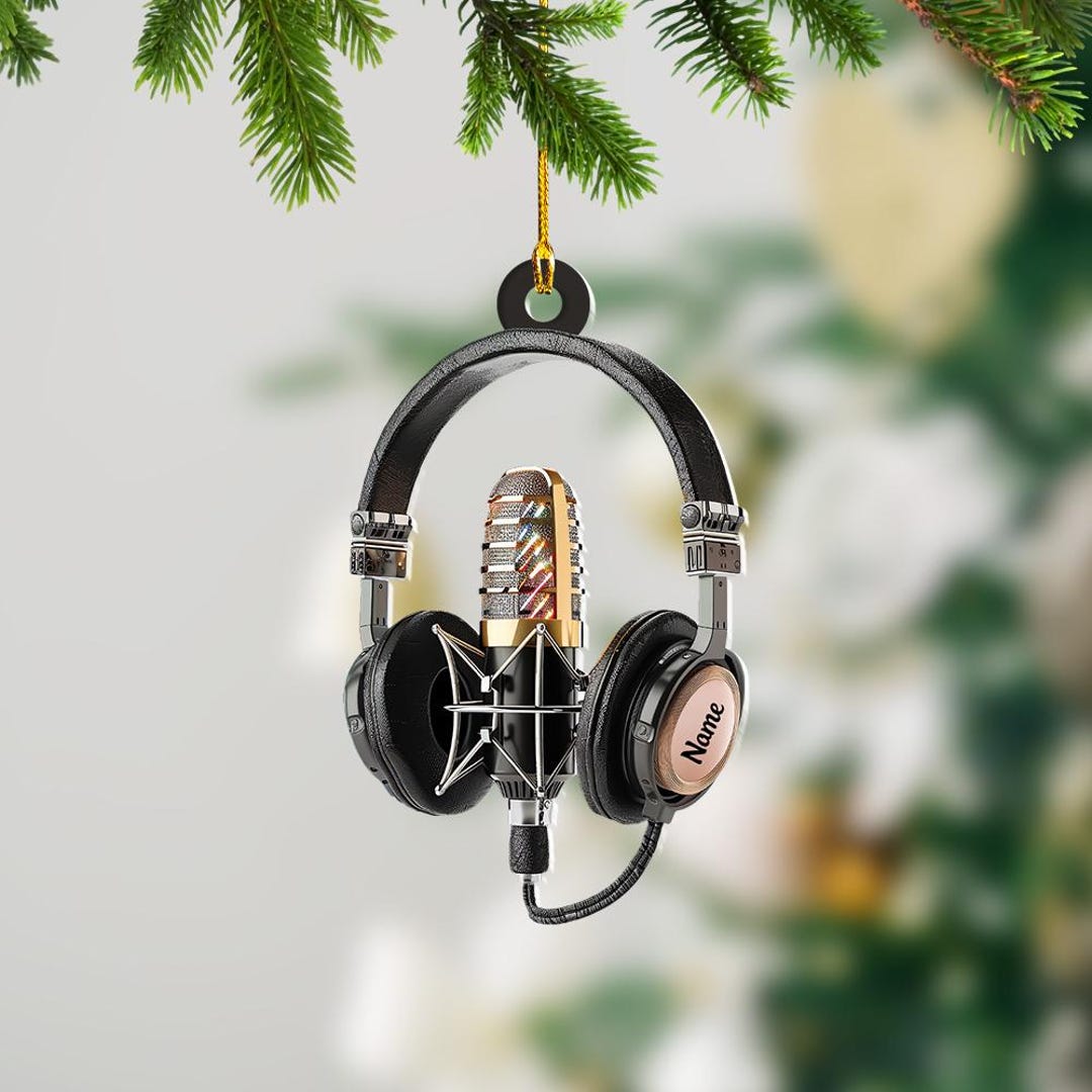 Studio Microphone and Headphone Christmas Ornament, Xmas Tree Decor ...
