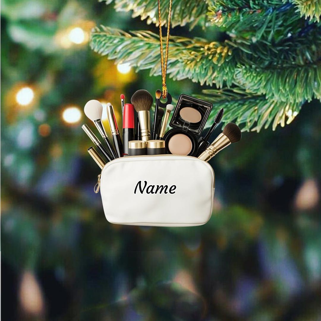 Custom Name Makeup Bag 2D Flat Christmas Ornament, Cosmetic Christmas ...