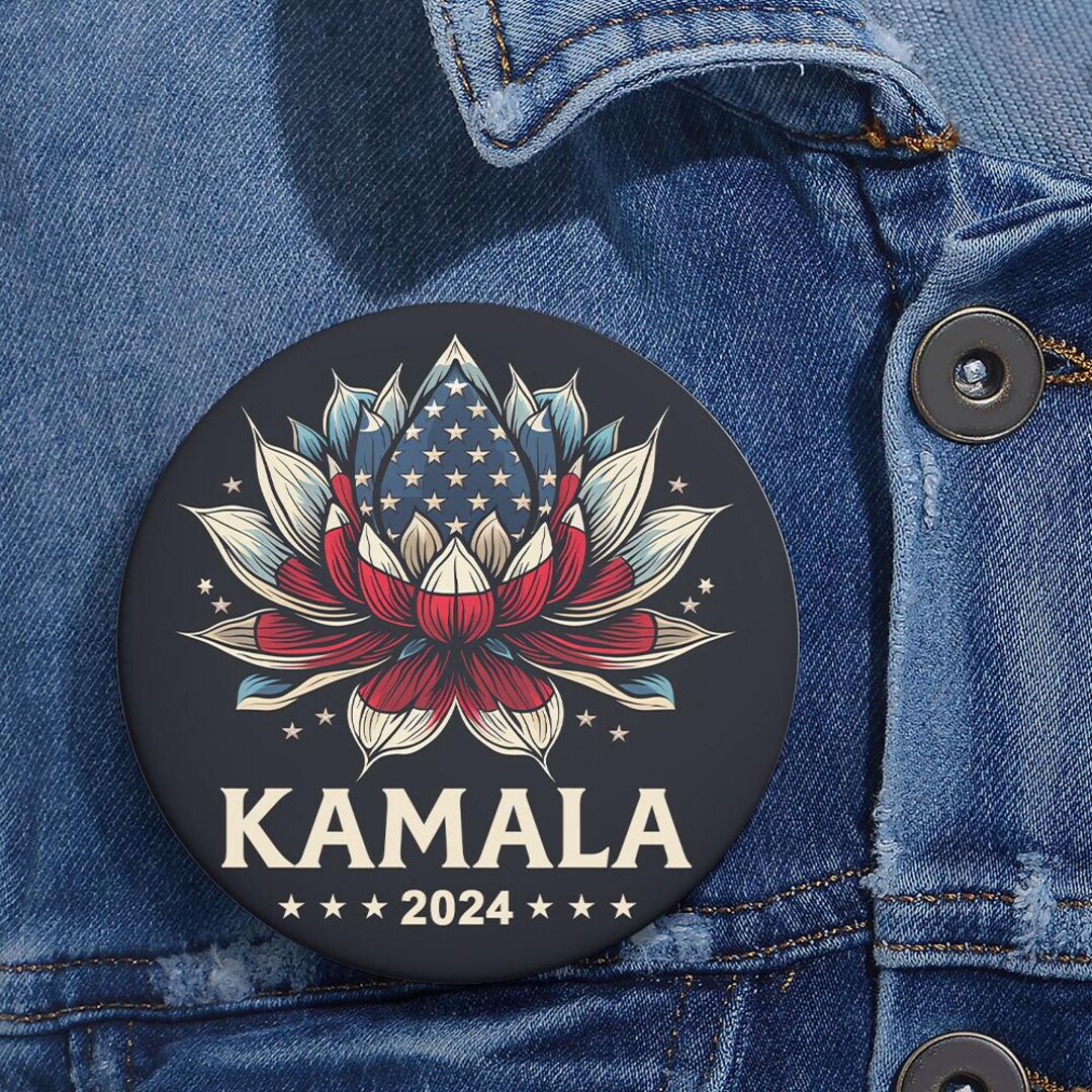 Inspirational Lotus Flower Kamala 3 Pin Button, Madam President Pinback ...