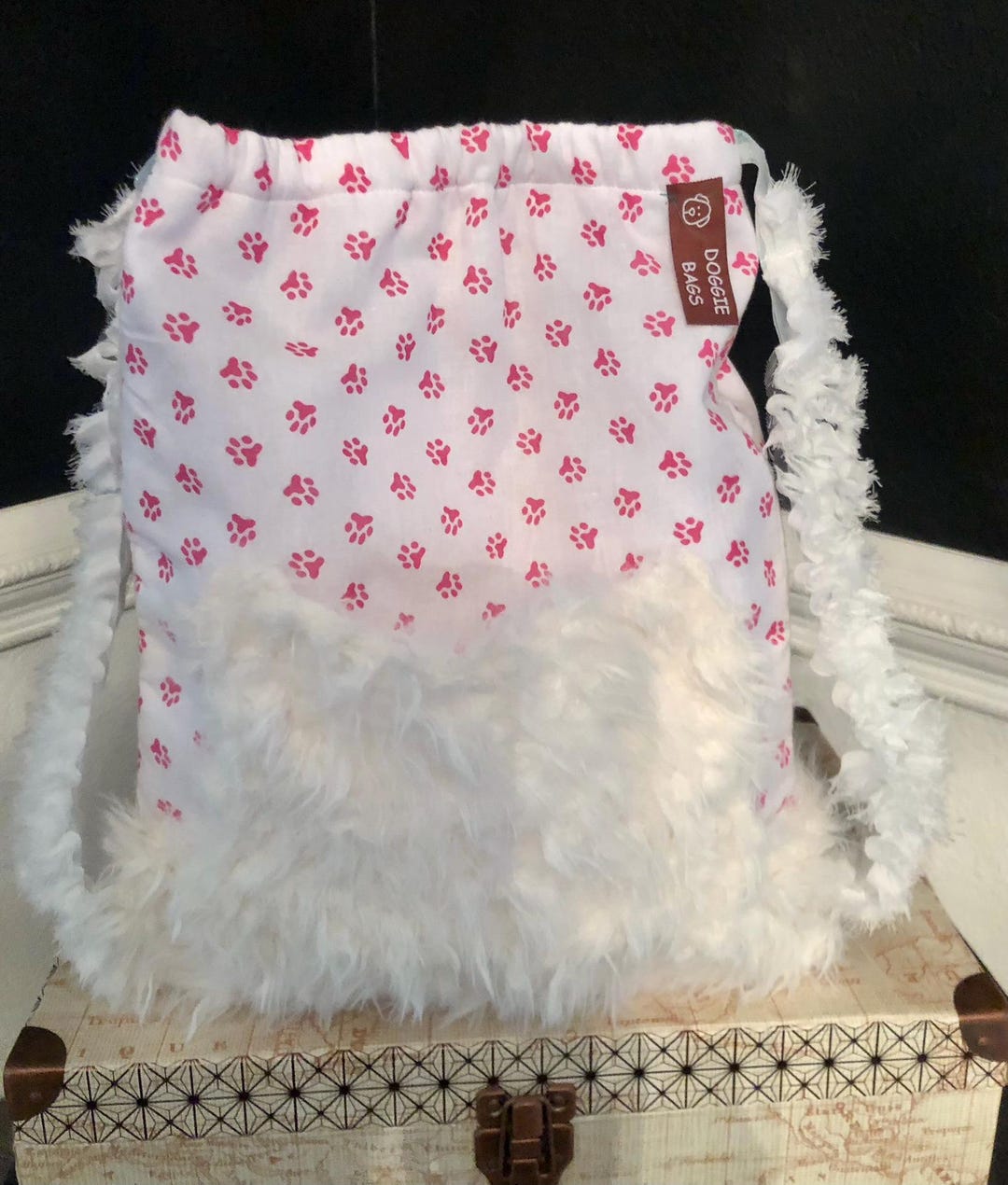Frilly Dog-theme Backpack; Furry; Pink; White - Etsy