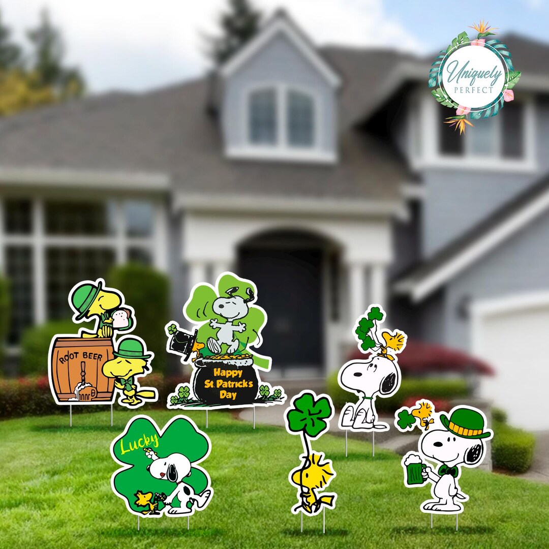 Snoopy and Woodstock St Patricks Day Celebration Yard Cutouts for Your ...