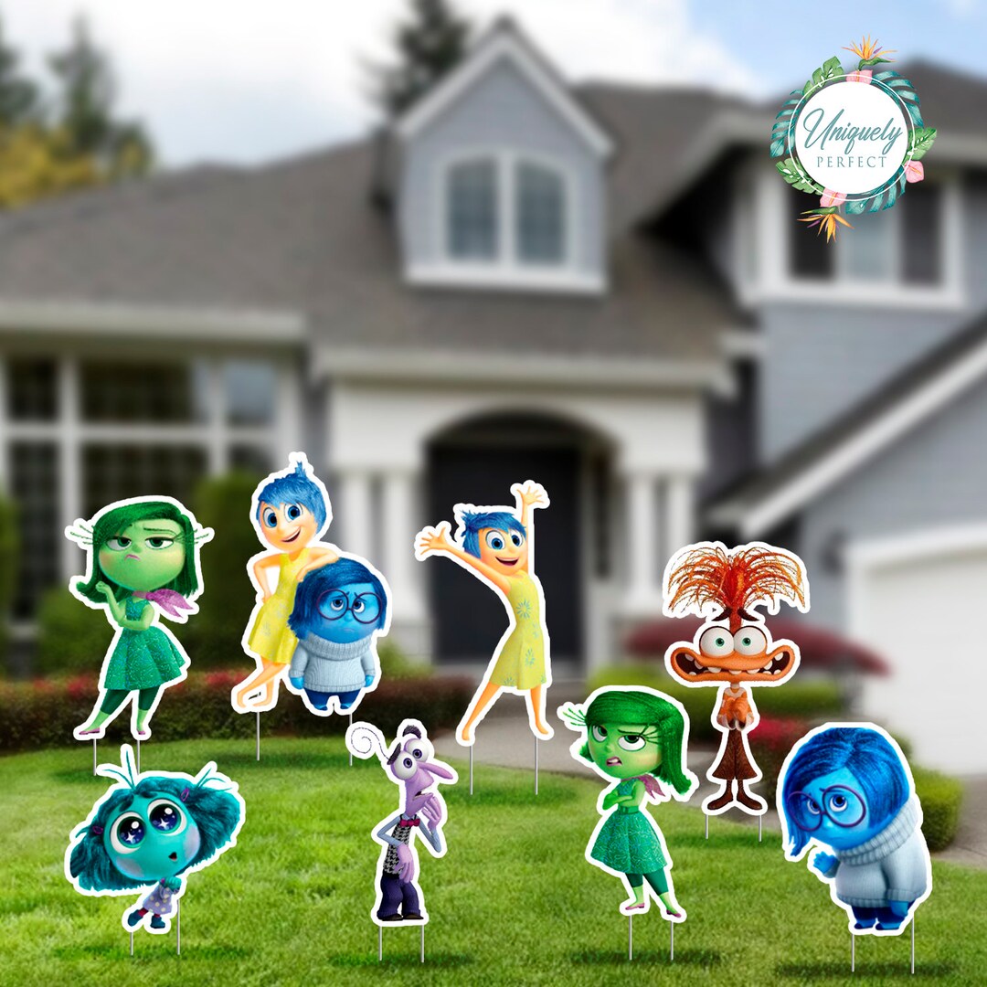 Inside Out 1 and 2 Birthday Yard Cutouts, Inside Out Signs, Yard ...