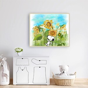 Adorable Snoopy Among the Sunflowers, Nursery Snoopy Acrylic Art ...
