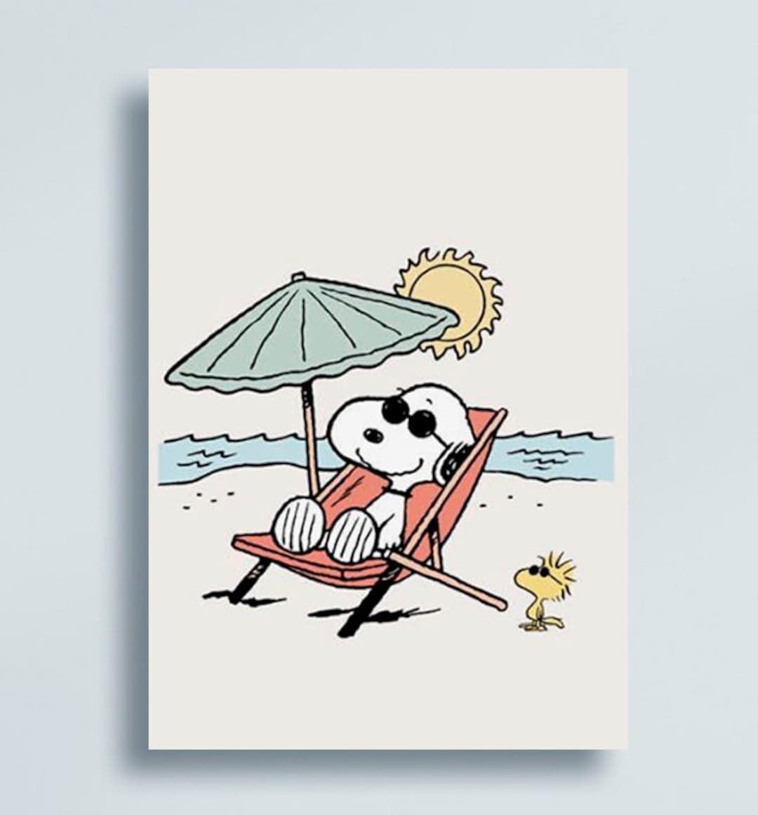 Snoopy at the Beach Acrylic Art, Snoopy at the Beach Miami Vice Style ...