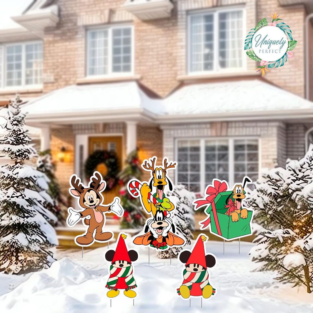 Mickey, Goofy, and Plutp Winter Wonderland Christmas Yard Cutouts ...
