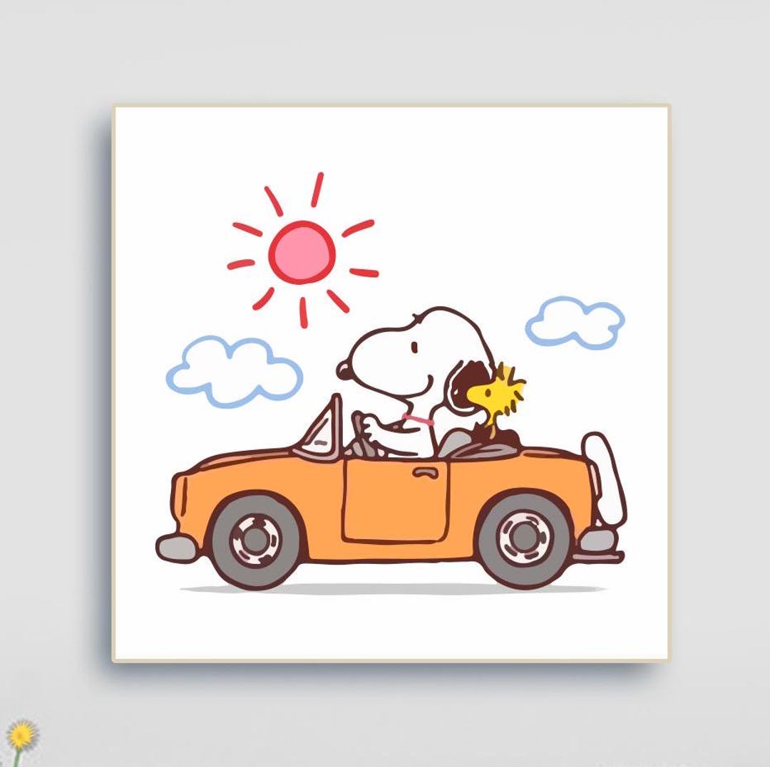 Snoopy and Woodstock Enjoying a Sunny Day Acrylic Wall Art, Snoopy ...