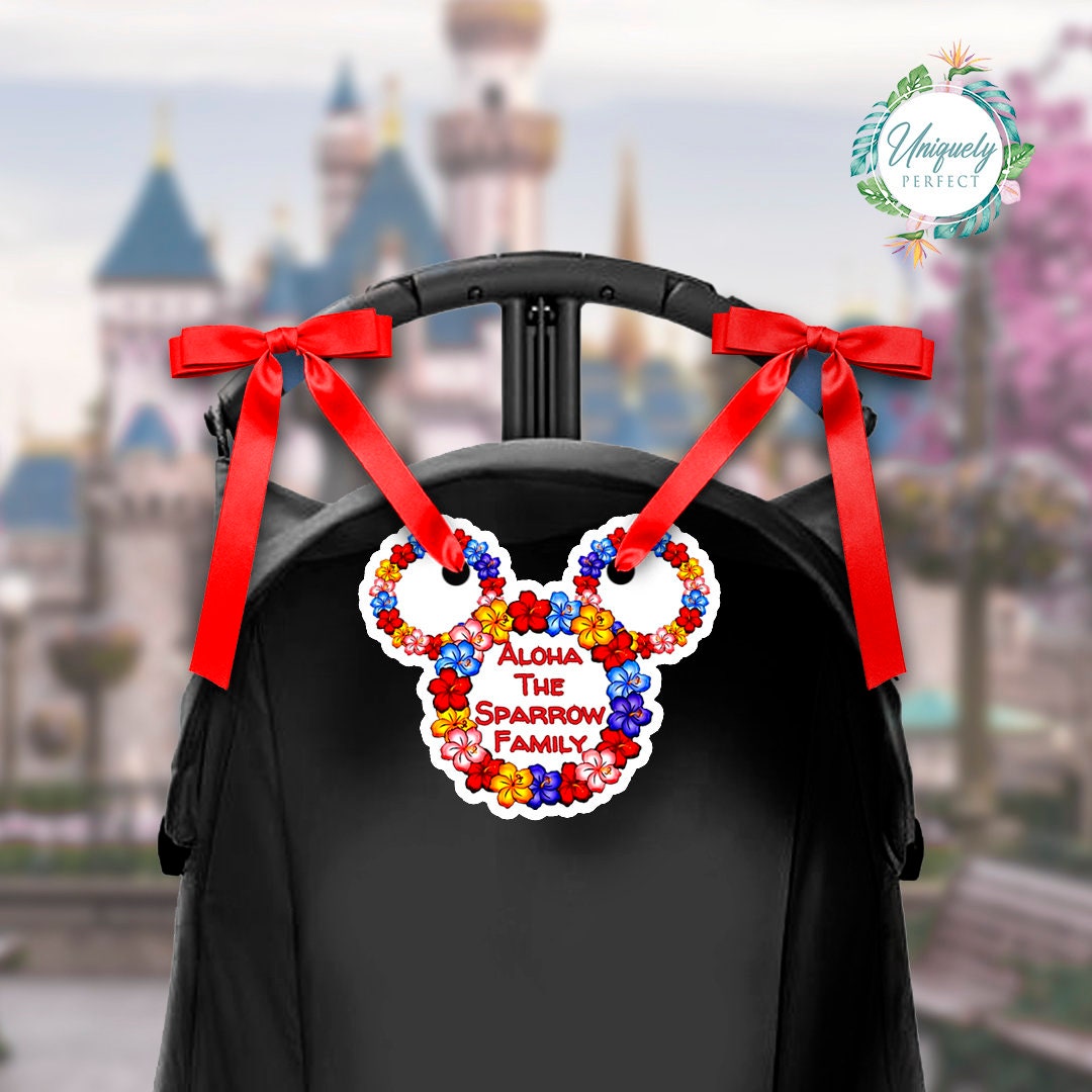 Personalized Disney Themed Aloha Stroller Tag, Mickey Head Inspired ...