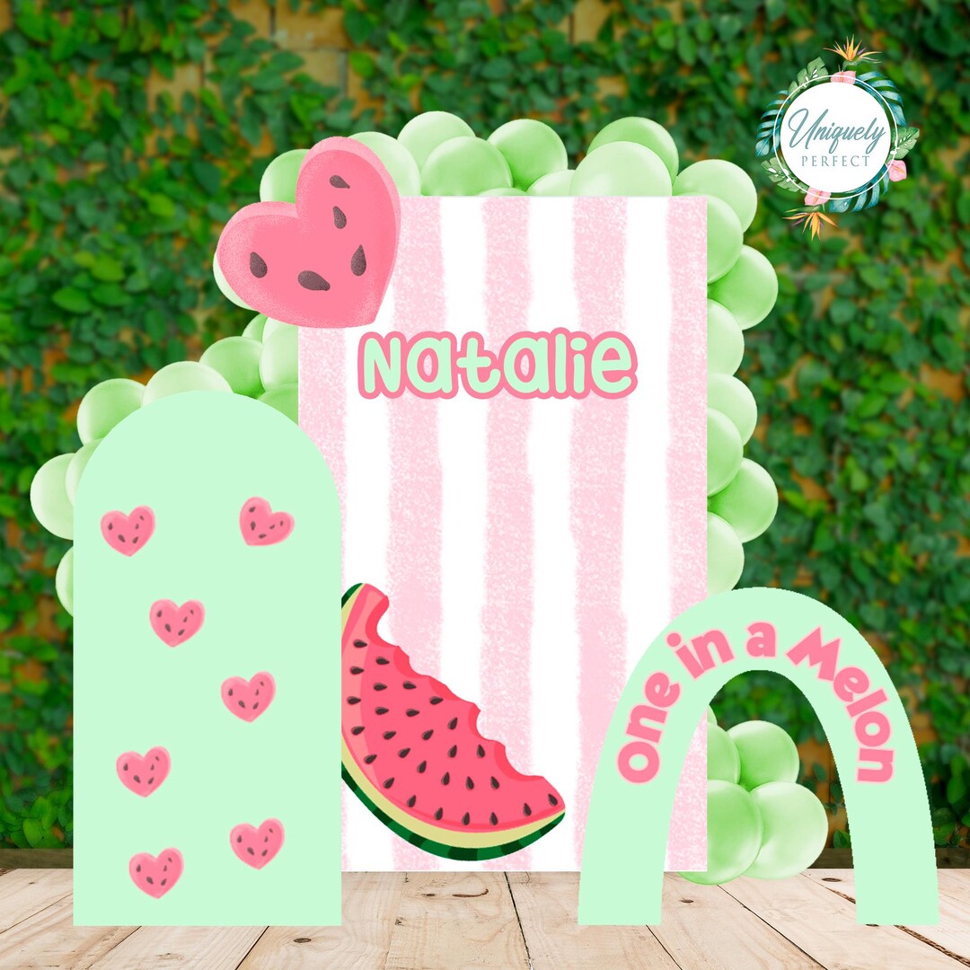 Personailized One in a Melon Birthday Bash Coroplast Backdrops and ...