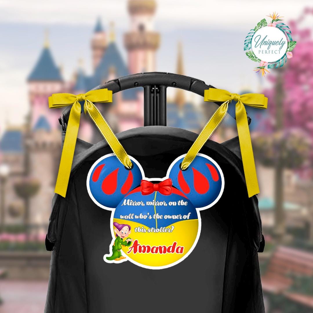 Personalized Mickey Silhoutte Snow White and Dopey Tag for Strollers ...