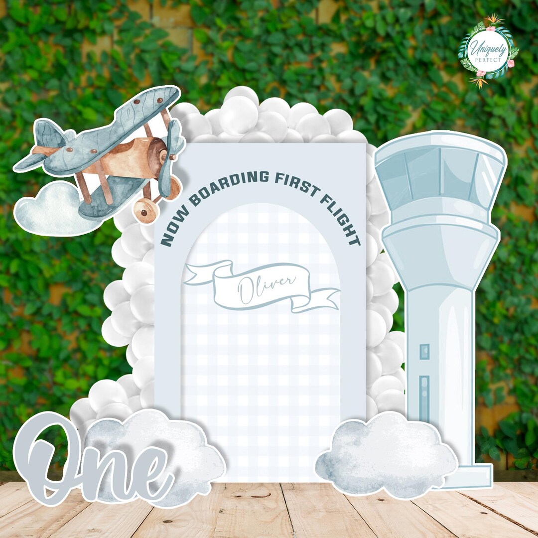 First Birthday Flight Themed Party Backdrop and Props for a High-flying ...