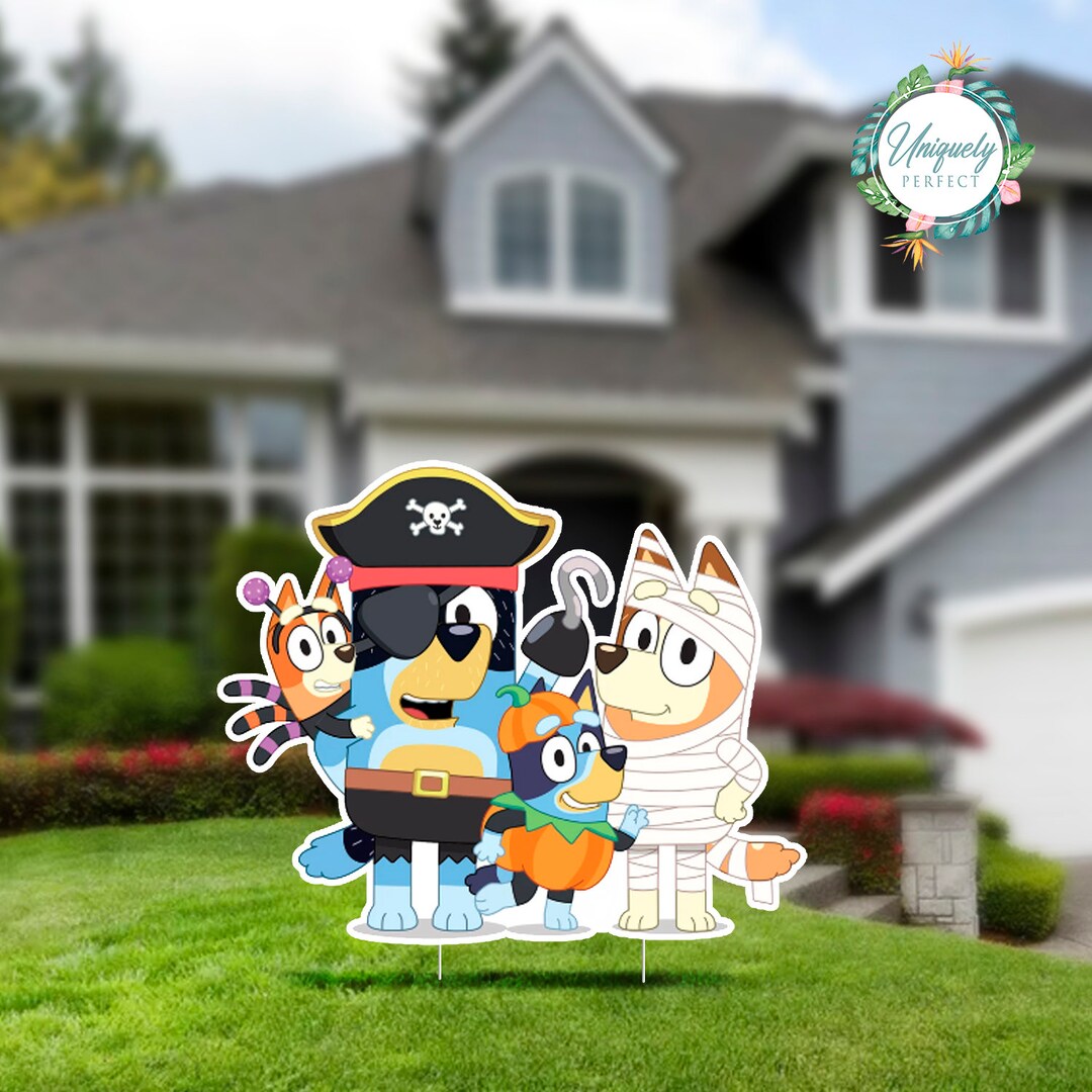 Bluey and Friends Halloween Cutout and Yard Sign, Spooky Blu Dog Yard ...