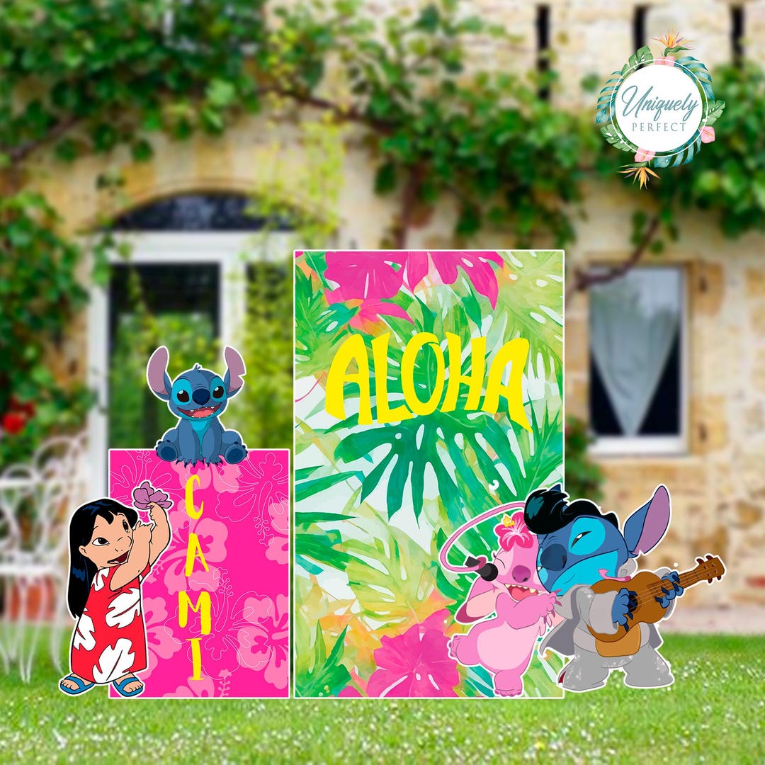 Lilo and Stitch Birthday Backdrops and Cutouts, Aloha With Lilo and Stitch Birthday Celebration ...