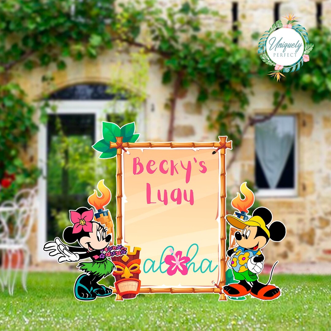 Mickey and Minnie Hula Party Ready Yard Cutouts, Mickey and Minnie ...