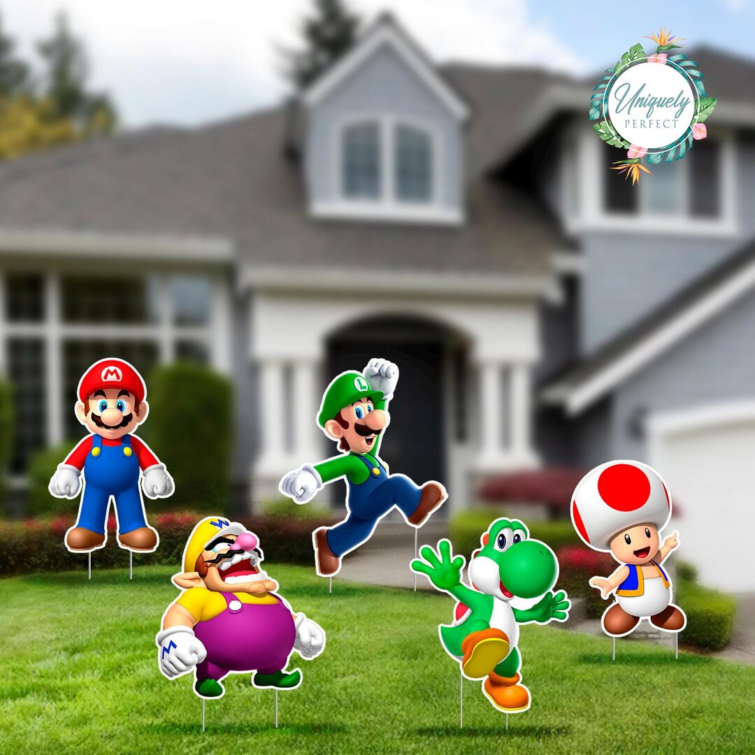 Super Mario Brothers Yard Cutouts for Birthday Celebration, Mario ...