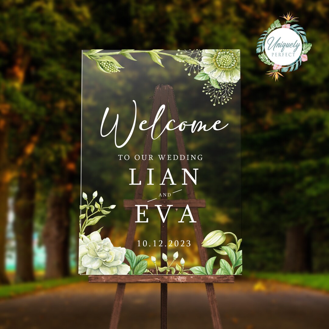 Romantic Acrylic Wedding Welcom Sign, Floral Garden Welcomesign Chart ...