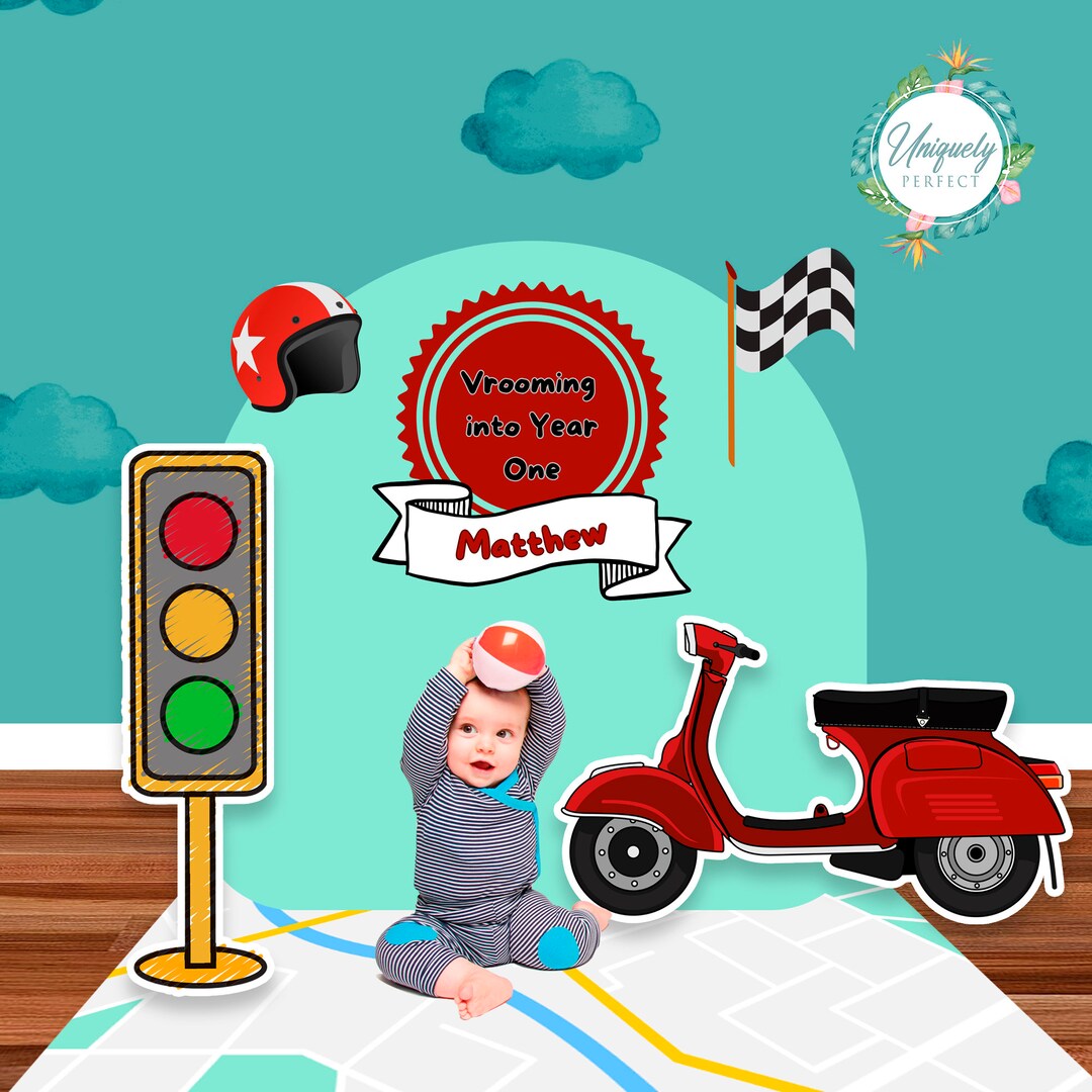 Vespa Dreams Retro Coroplast Backdrop and Props for Babys Birthday ...