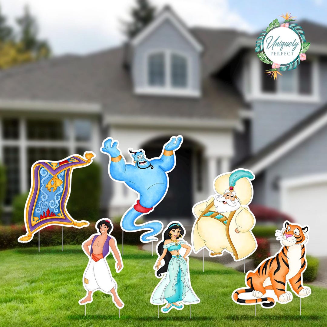 A Whole New World Jasmine and Aladdin Birthday Yard Cutouts for ...
