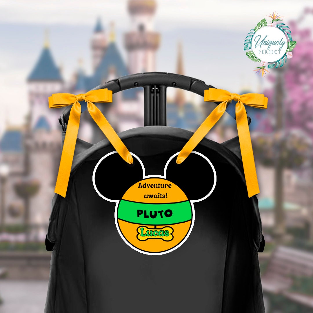 Personalized Disney Themed Pluto Stroller Tag, Disney Inspired Tags for ...