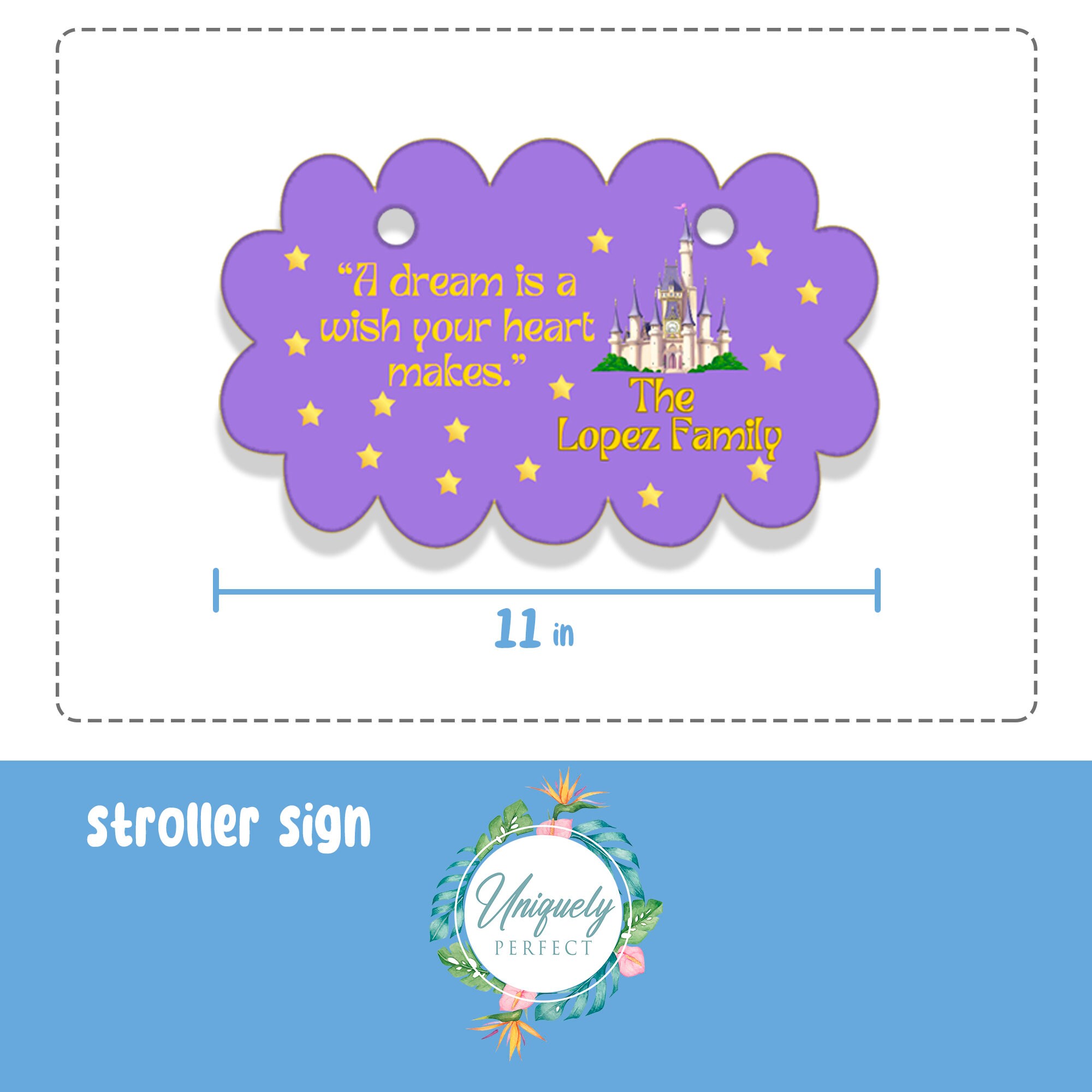 Personalized Disney Castle Inspired Stroller Tag, Disney Tags for ...