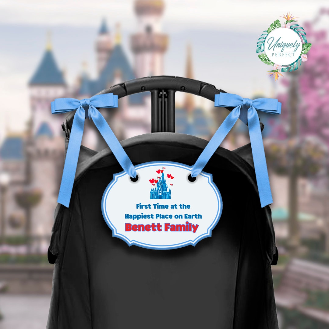 First Visit Personalized Disney Stroller Tag, Disney Theme Park Name ...