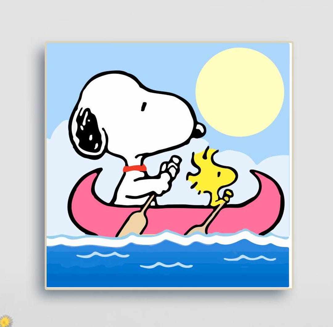Snoopy and Woodstock on a Canoe Acrylic Wall Art, Snoopy Lovers Acrylic ...