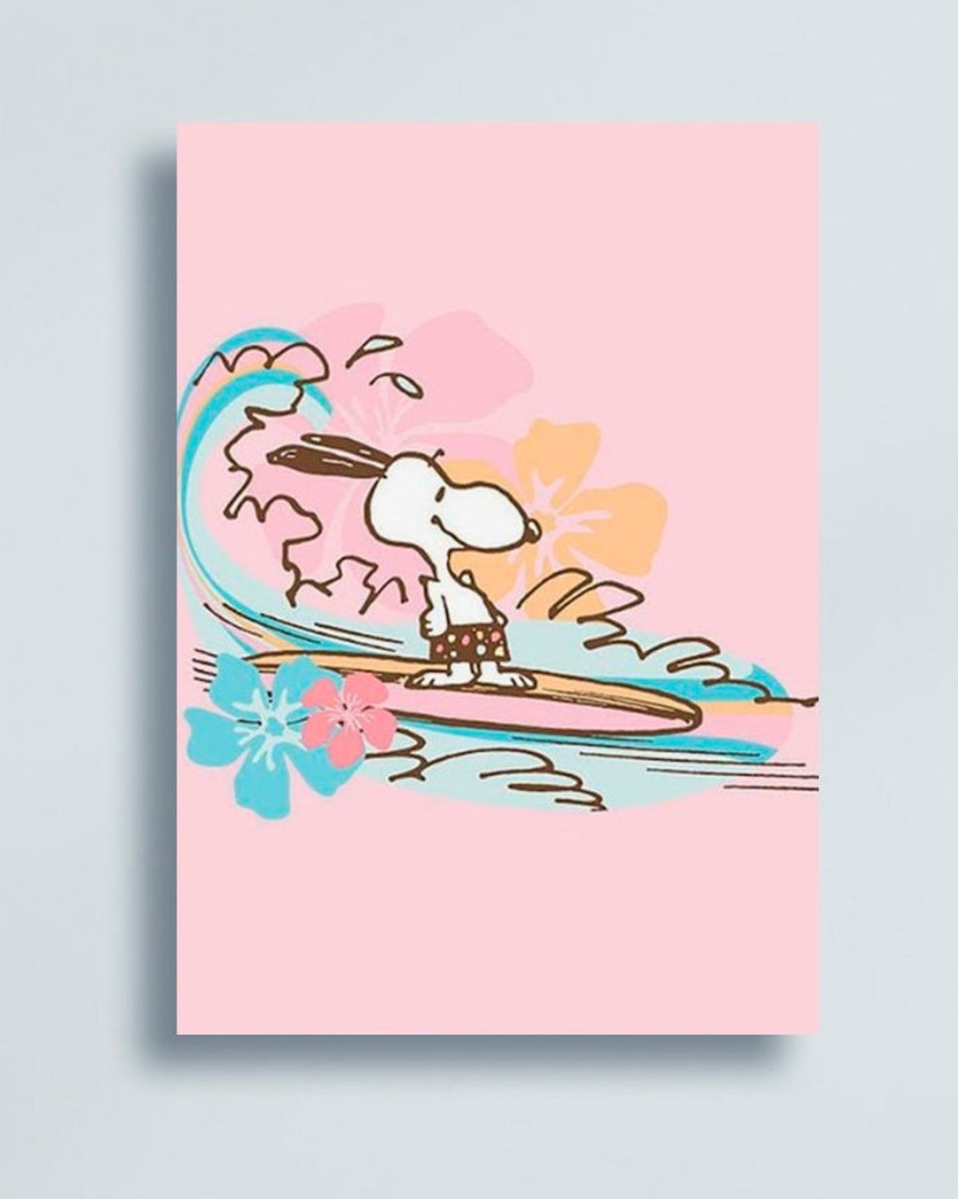 Surfer Snoopy Acrylic Art, Snoopy at the Beach Miami Vice Style Art ...