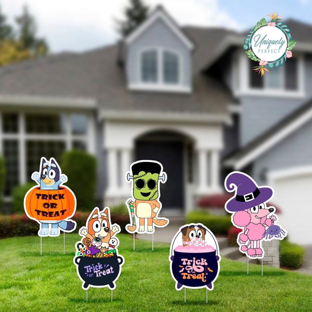 Bluey and Friends Halloween Cutout and Yard Sign,spooky Blue Dog Yard ...