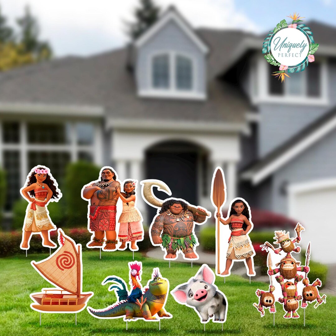 Moana and Friends Watercolor Yard Cutouts, Island Adventure Awaits With ...