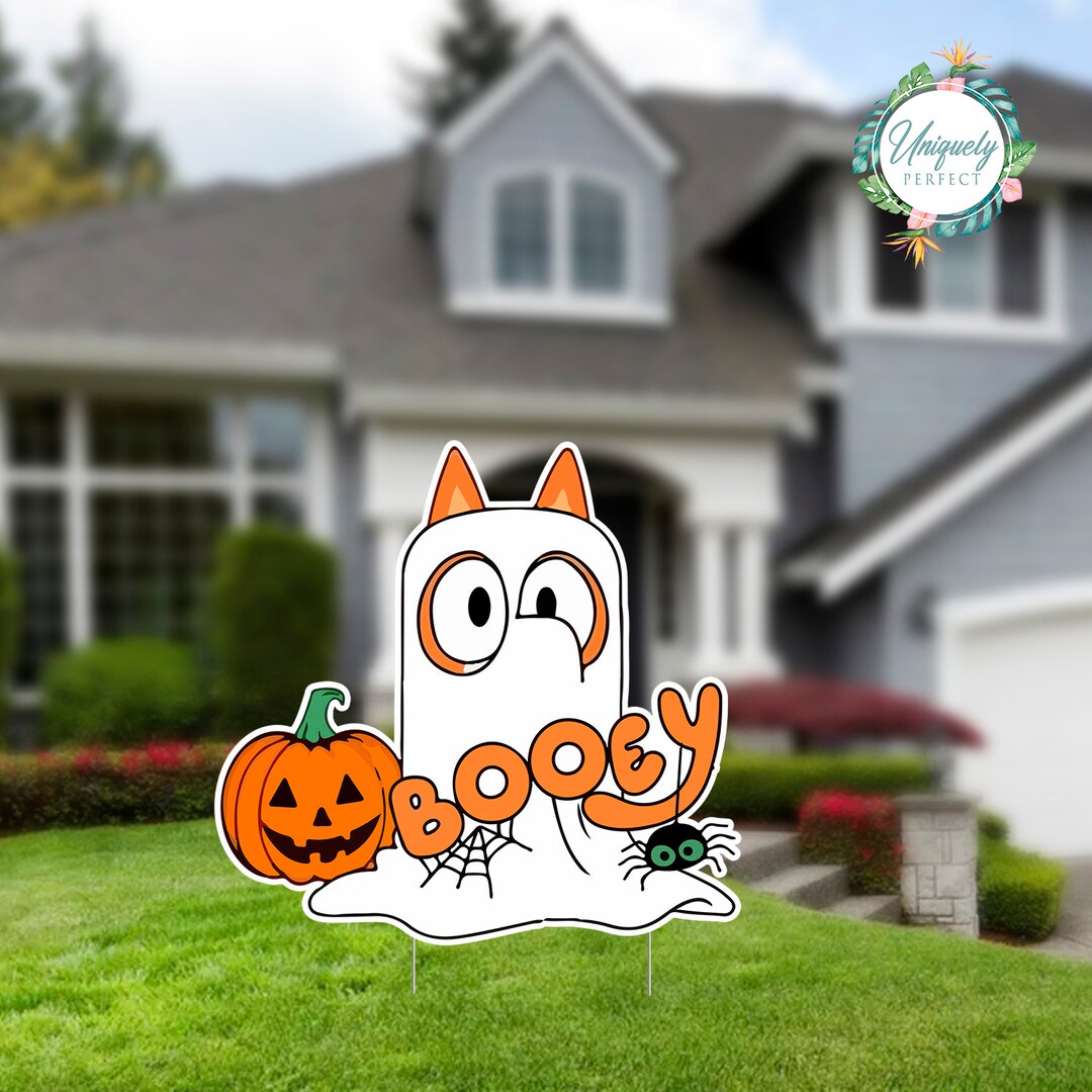 Bluey Ghostly Halloween Cutout and Yard Sign, Spooky Blu Dog Yard ...