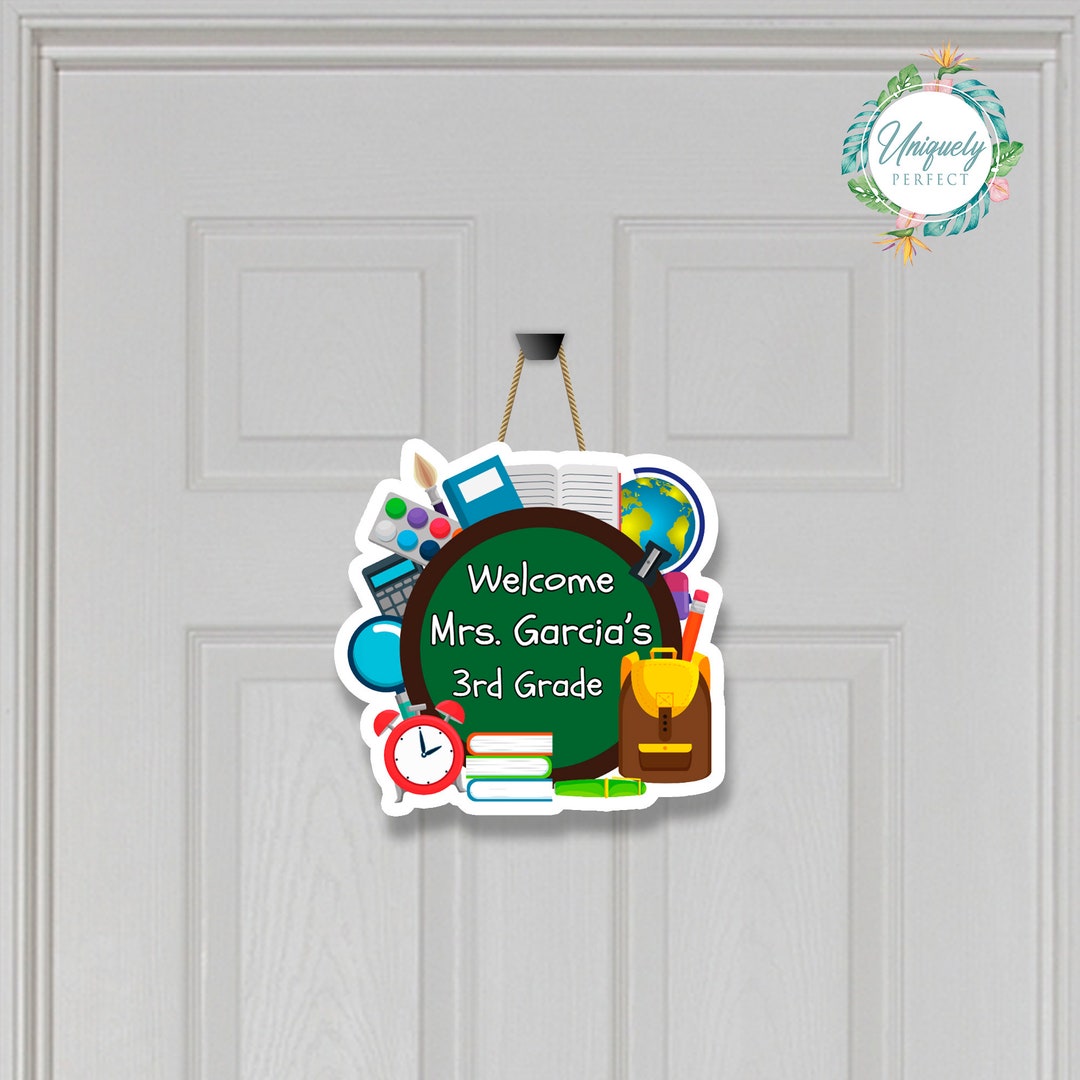 Personalized Classroom Door Sign, Perrsonalized Teacher Gift Door Sign ...