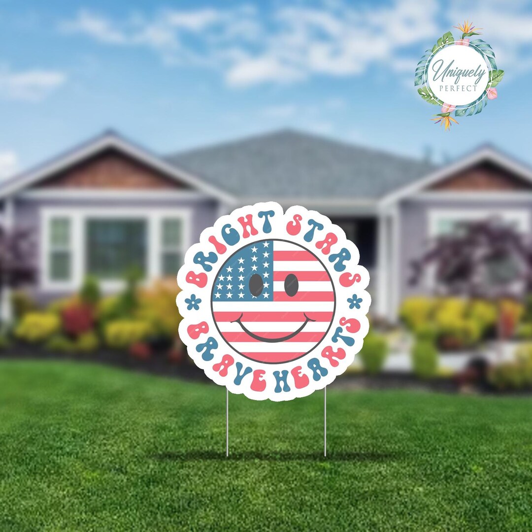 Bright Stars and Stripes Yard Sign, July 4th Festivities Patriotic Yard ...