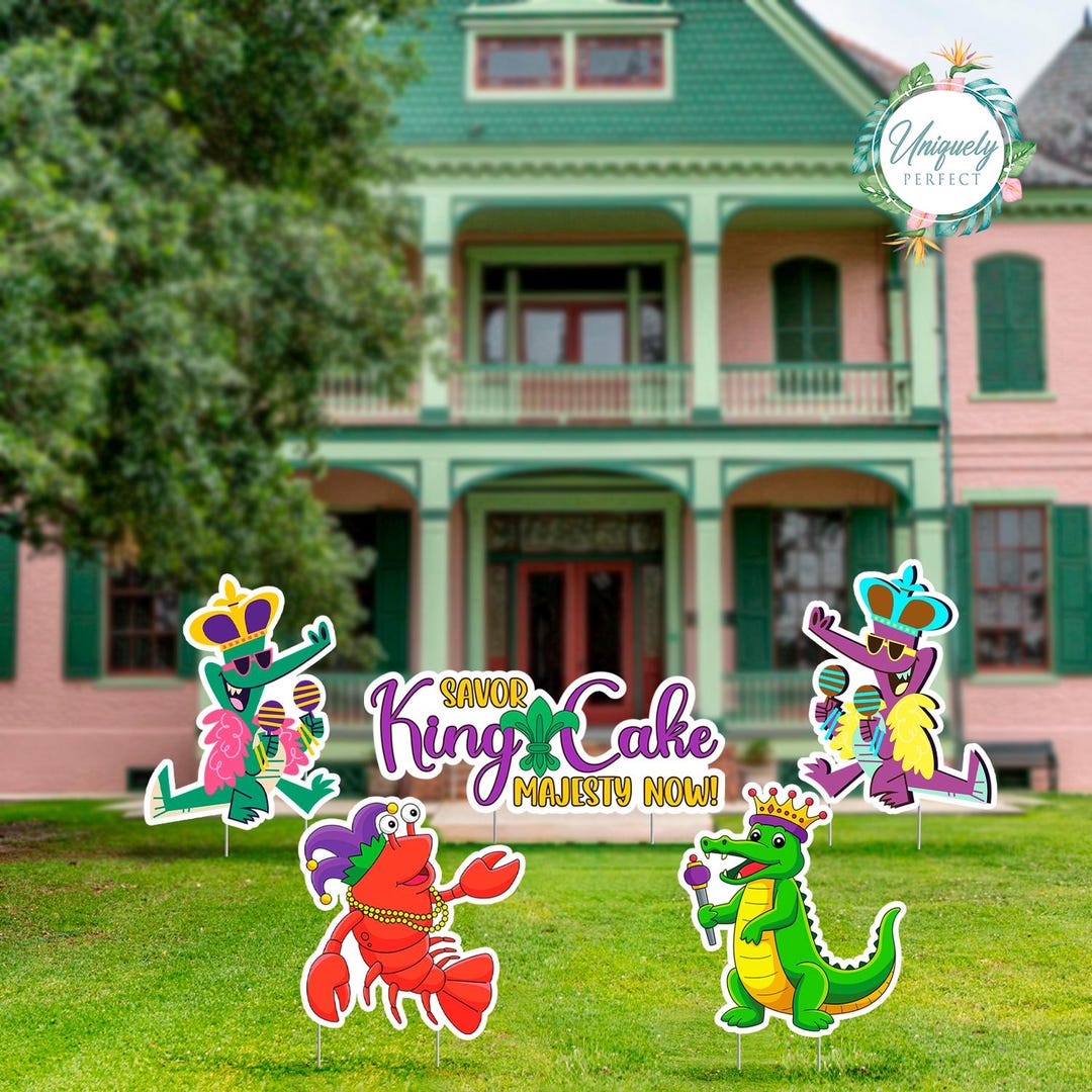 Crawfish and Gator Carnival Crew Mardi Gras Yard Cutouts, Parade Ready ...