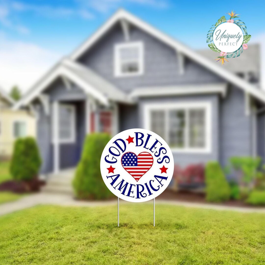 God Bless America Yard Sign, July 4th Festivities Patriotic Yard Sign ...