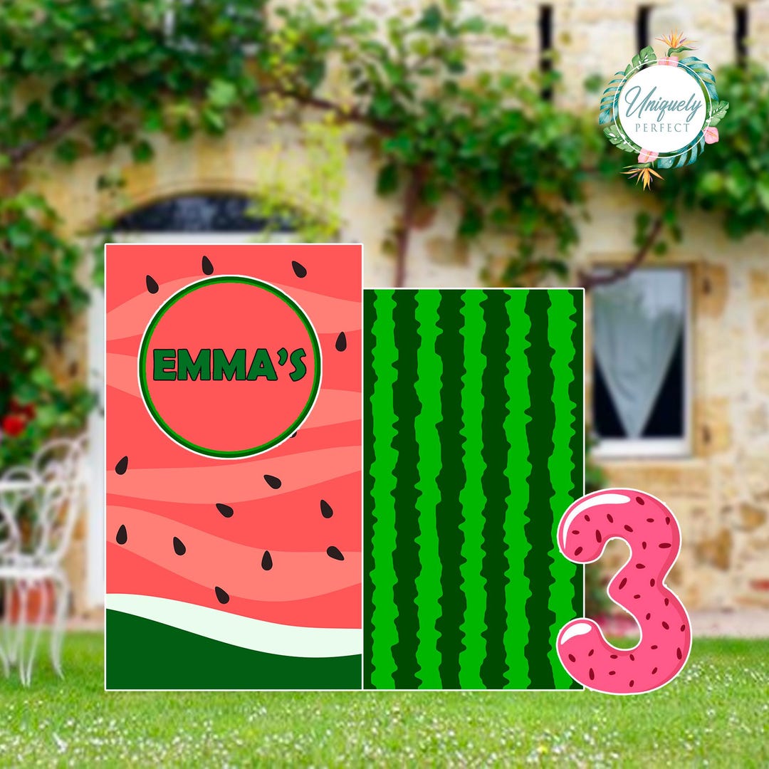Personailized Watermelon Birthday Bash Coroplast Backdrops and Props, Watermelon Wonderland ...