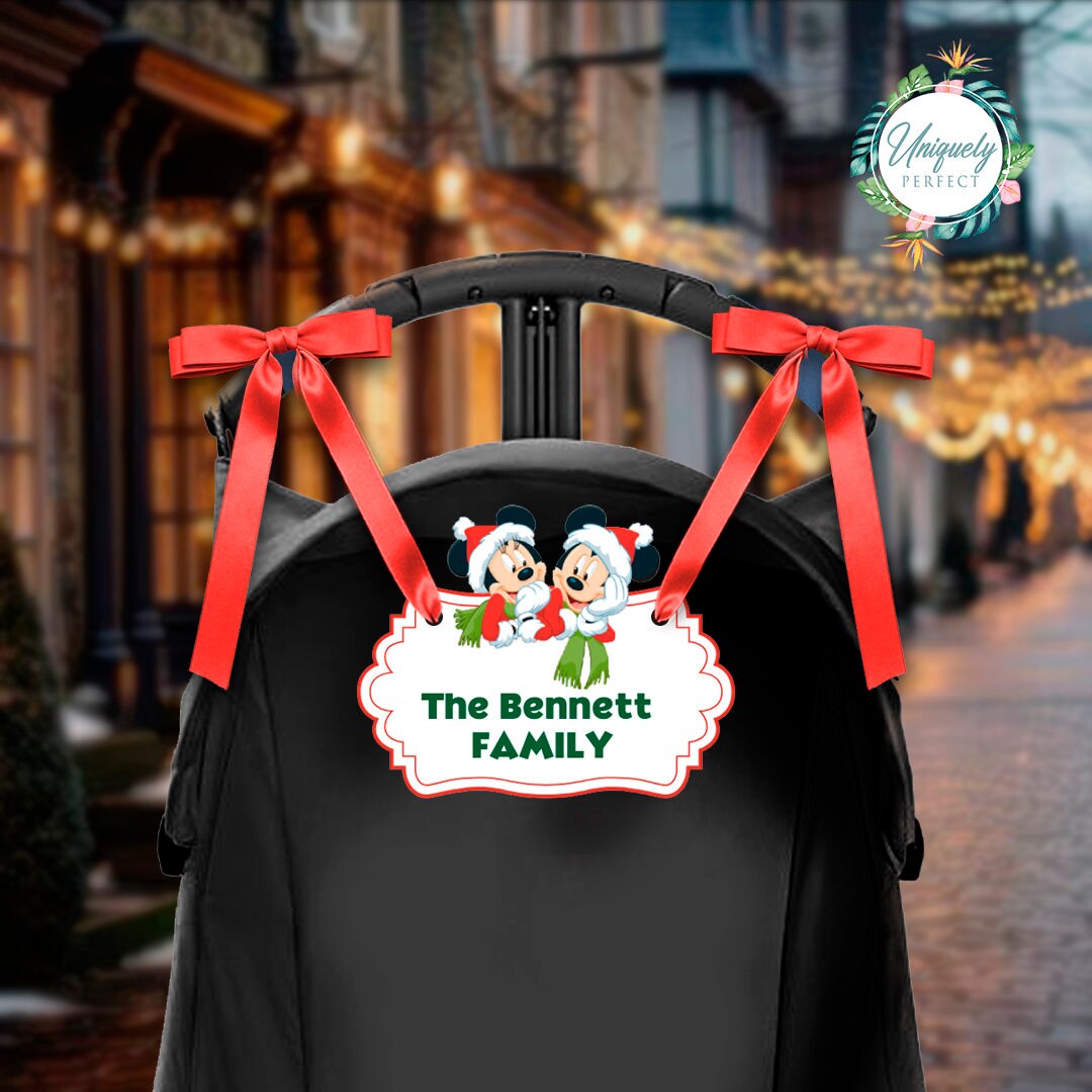 Personalized Mickey and Minnie Stroller Tag, Christmas at Disney ...