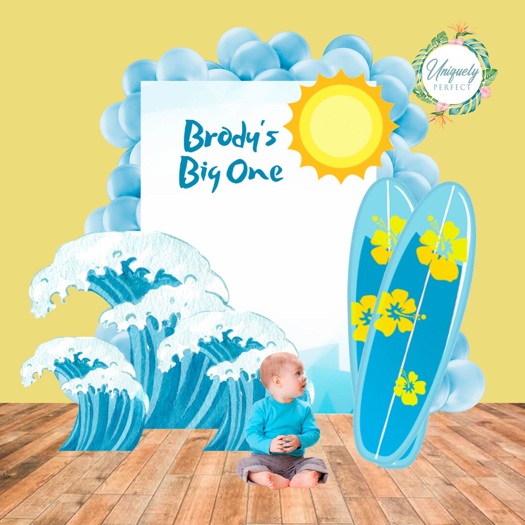 Personalized Ride the Wave Backdrop and Props, Surfs up Party Zone ...