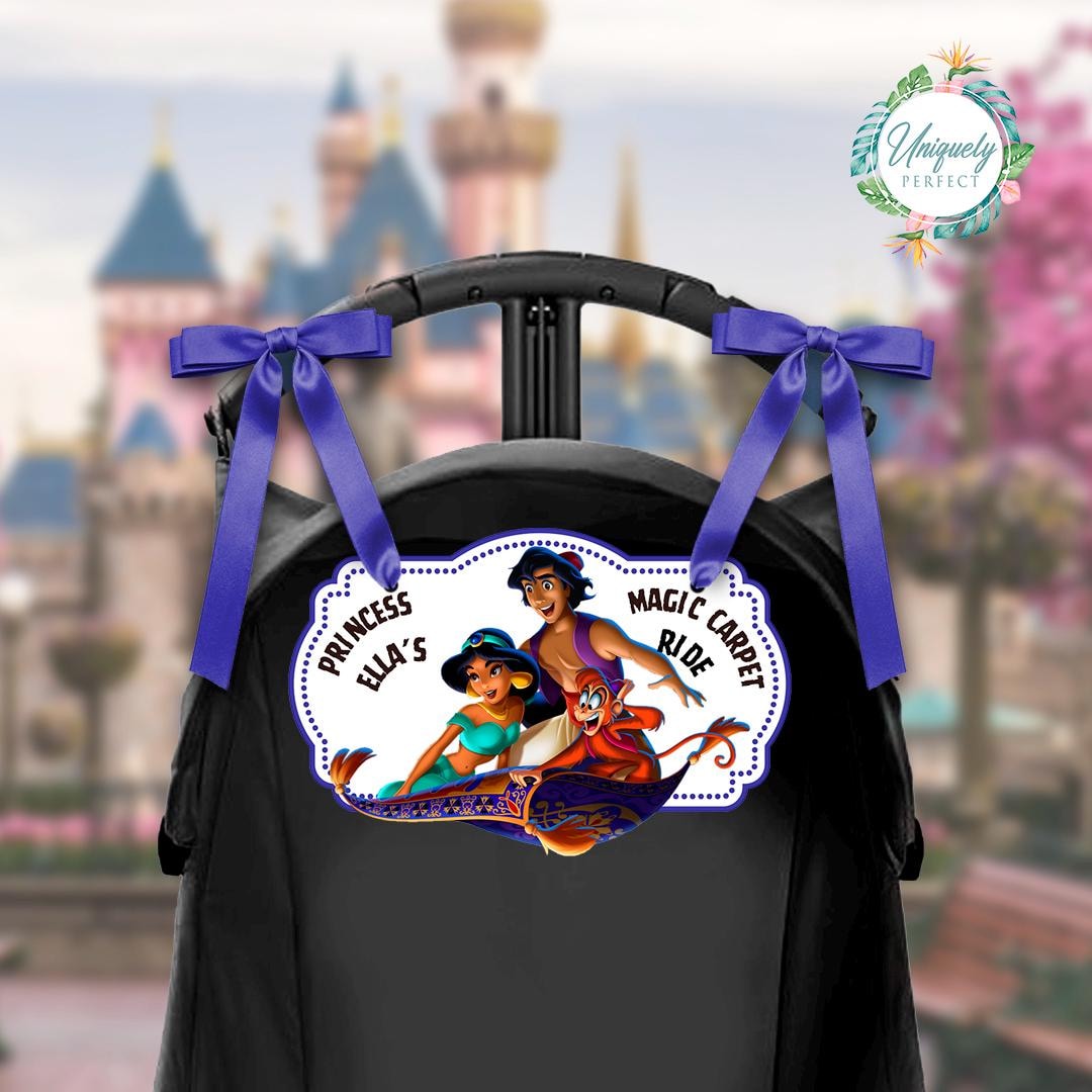 Personalized Aladdin Stroller Tag, Disney Inspired Jasmine Stroller ...