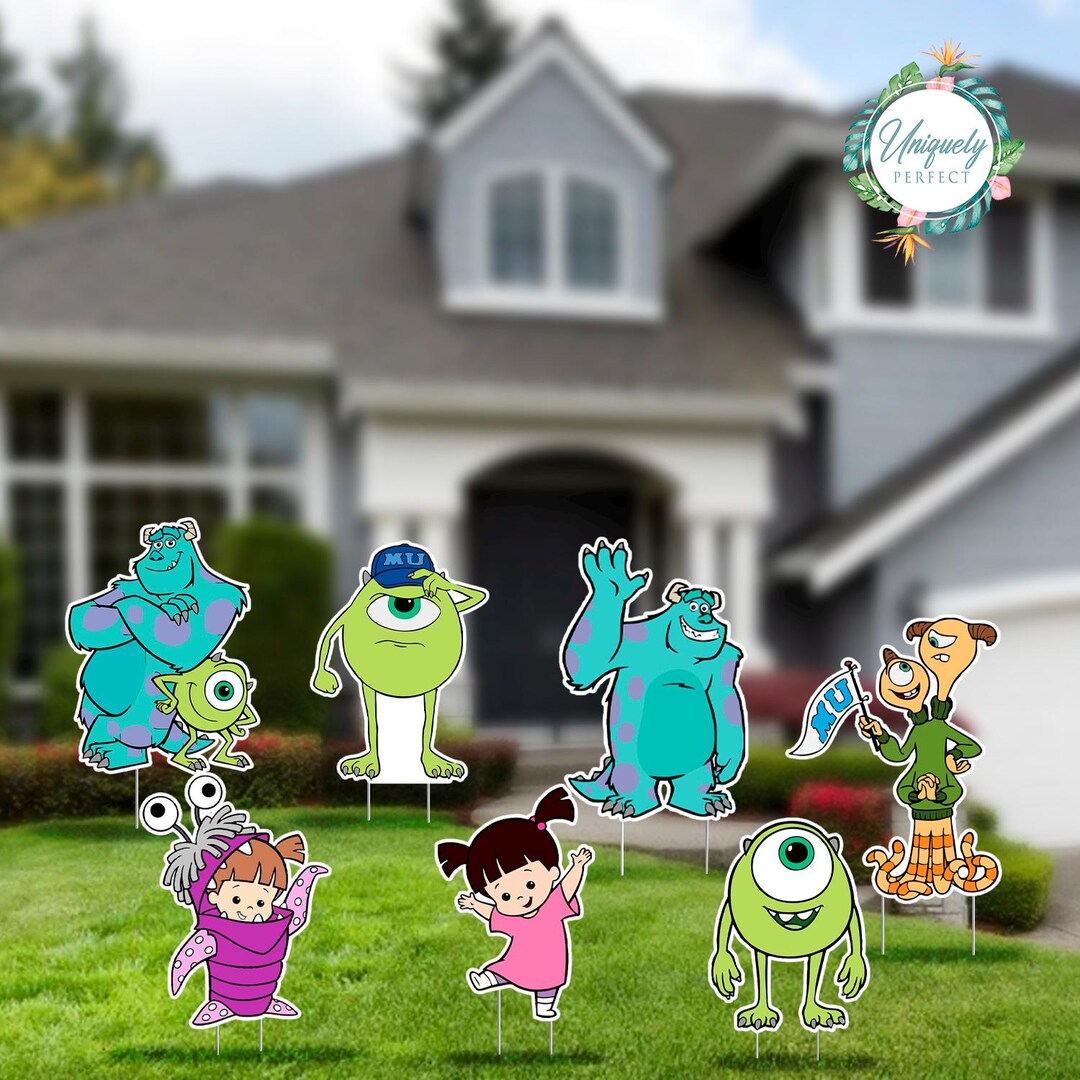 Monsters, Inc. Yard Cutout Signs for Birthday Celebration, Mike and ...