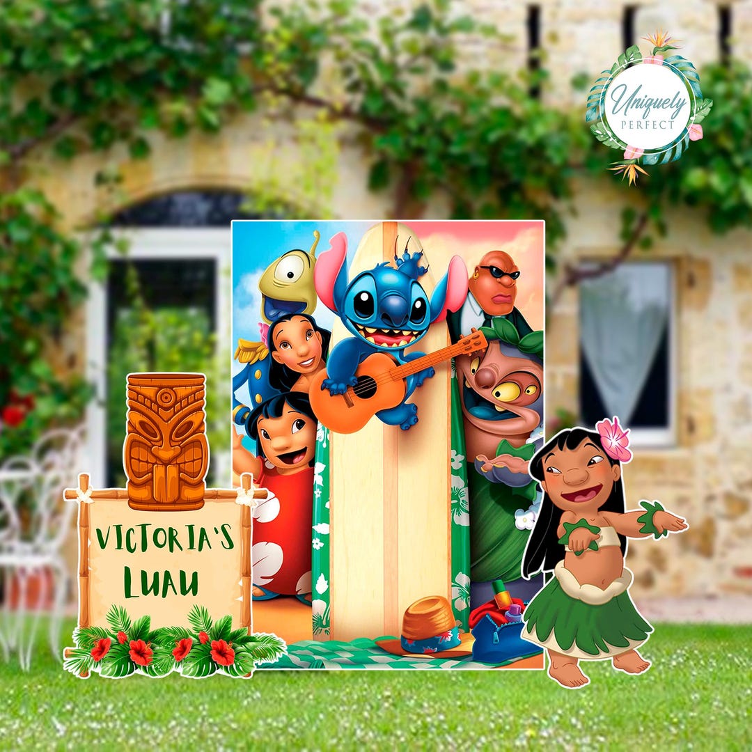 Aloha Lilo and Stitch Yard Cutouts for Birthday Celebration, Hawaiian ...