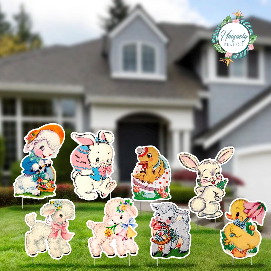 Vintage Easter Yard Cutouts, Retro Easter Yard Cutouts for Birthdays or ...