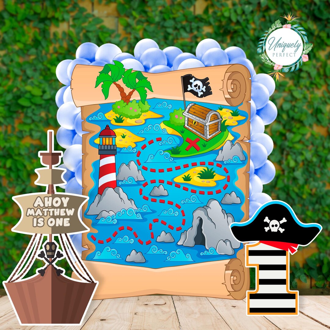 Ahoy, Its Time to Celebrate A Pirate Party Personalized Backdrop and ...