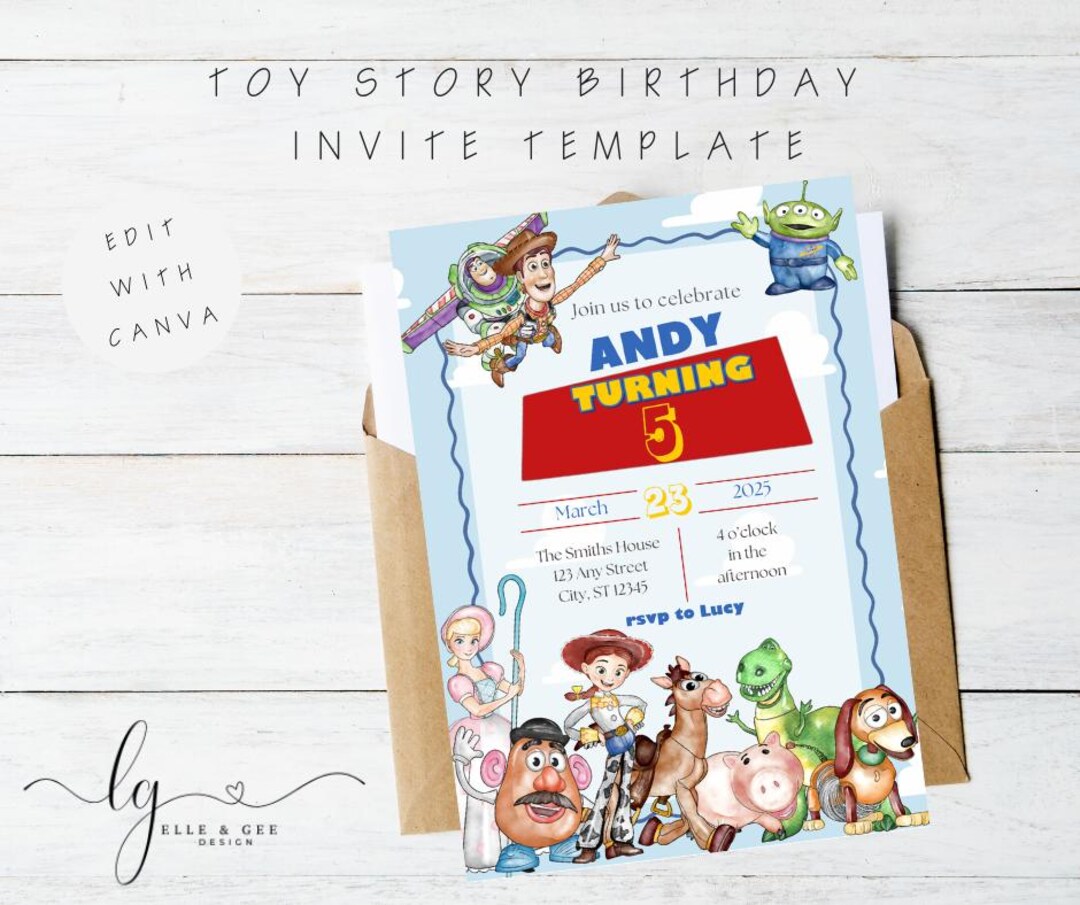 Toy Story Birthday Invitation Template: Editable Canva Invite (digital ...