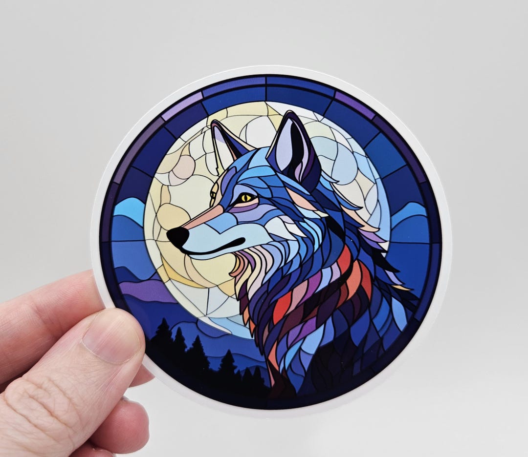 Stained Glass Wolf Moon Sticker: Mystical Gothic Vinyl Decal - Etsy
