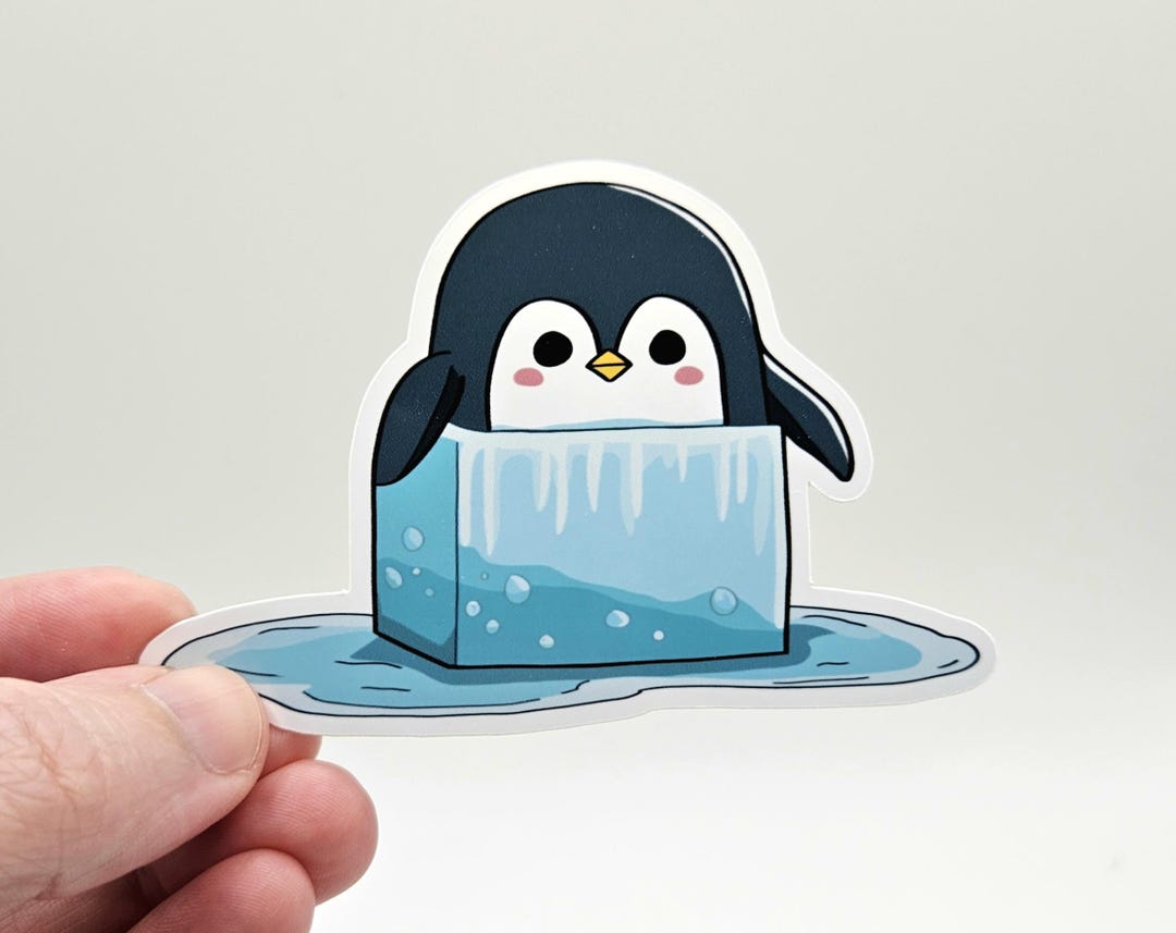 Chibi Penguin Thawing Out | Weatherproof Vinyl Sticker - Etsy
