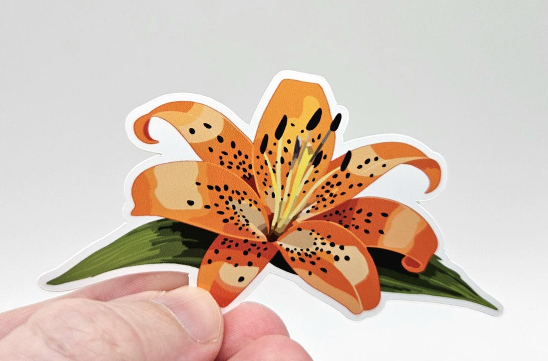 Orange Tiger Lily Flower Sticker – Orange Lily Sticker – Botanical ...