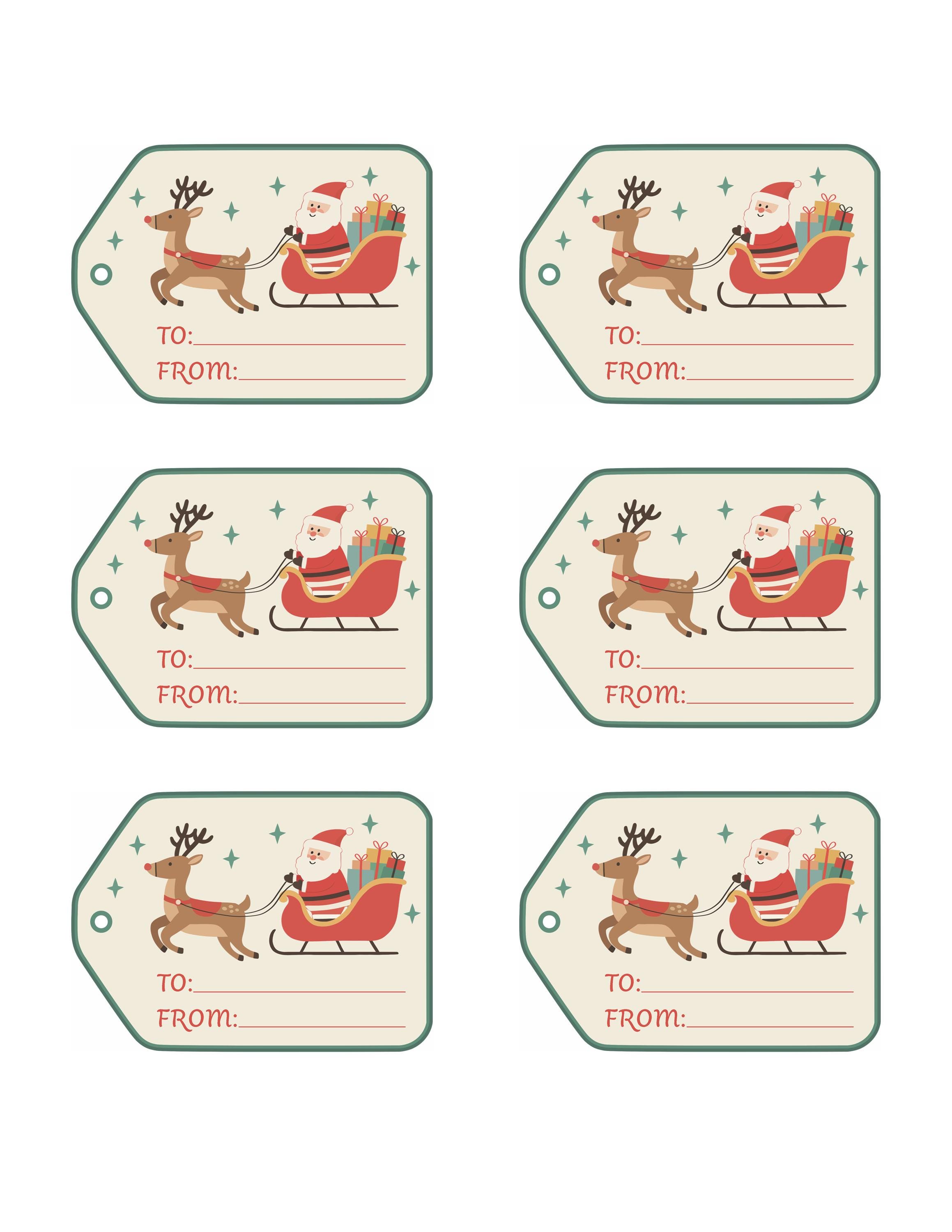 Printable Santa Sleigh Gift Tags – Santa and Reindeer Christmas Tags ...