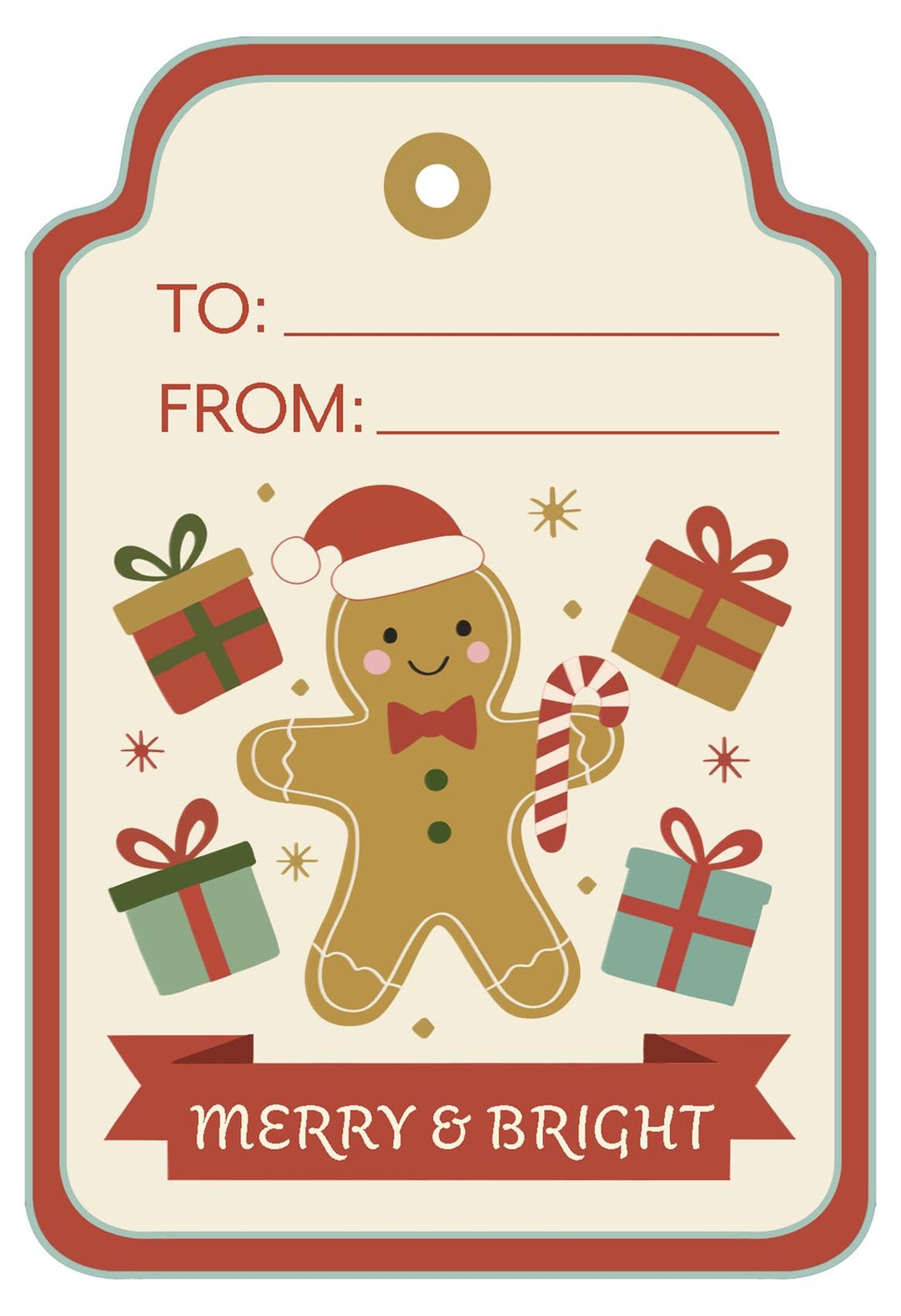 Printable Gingerbread Man Gift Tags – Merry & Bright Christmas Tags ...