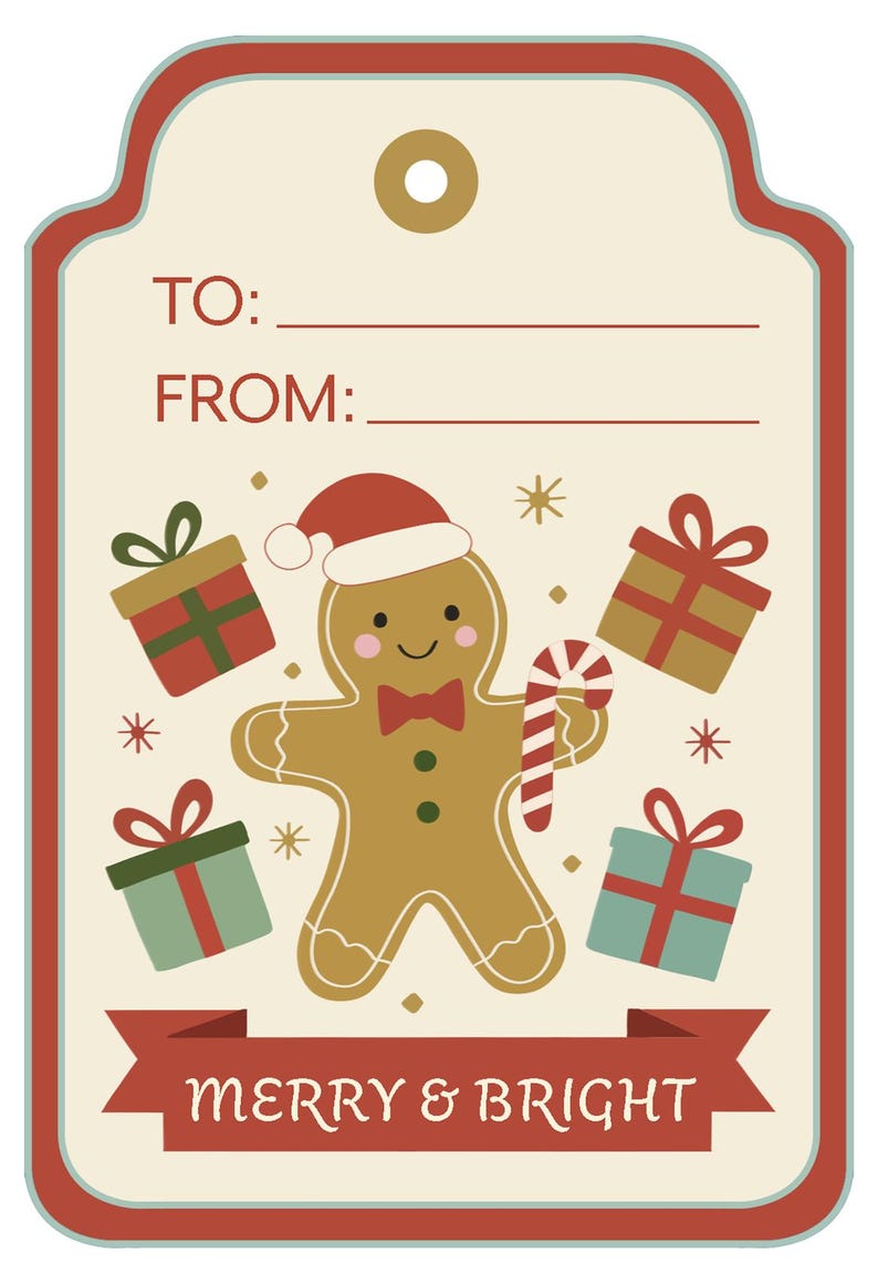 Printable Gingerbread Man Gift Tags – Merry & Bright Christmas Tags ...